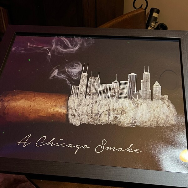 Cigar Art, Chicago Poster, Cigar Print, Man Cave Decor, Chicago Wall ...