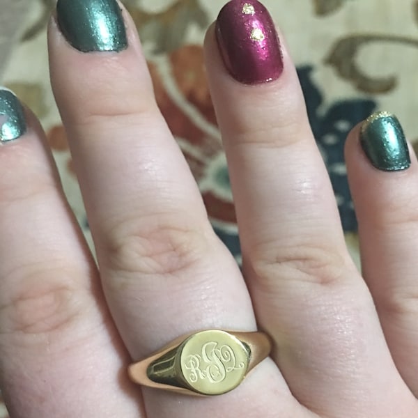Gold Signet Ring - Womens Signet Ring - Custom Signet Ring - Monogram ...