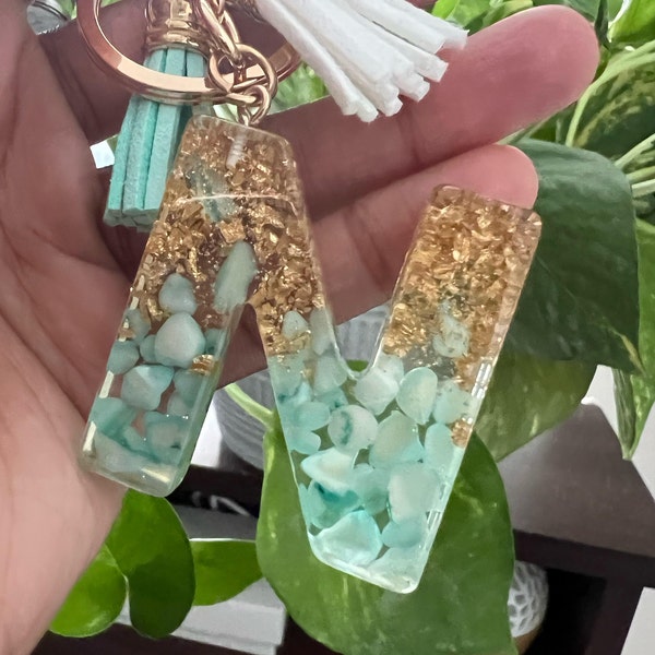 Initial Keychain, Personalized Resin Letter Keychain, Custom Letter ...