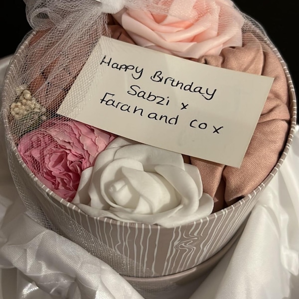 Grand Hijab Bouquet in Gift Bag With Clear Window ,gift Box,hijab ...