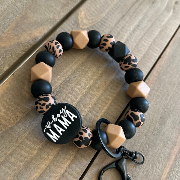 Mama Keychain Mama Wristlet Black Wristlet Keychain Cheetah Print ...