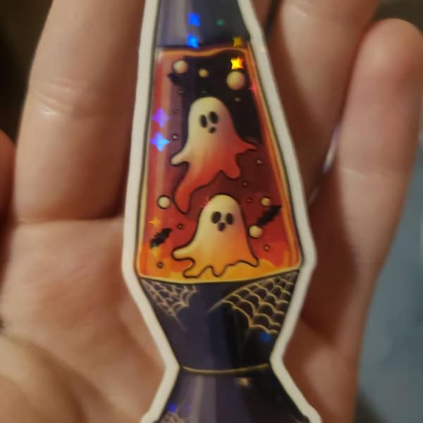 Spooky 70s Lava Lamp Halloween Sticker | Holographic Creepy Artwork ...