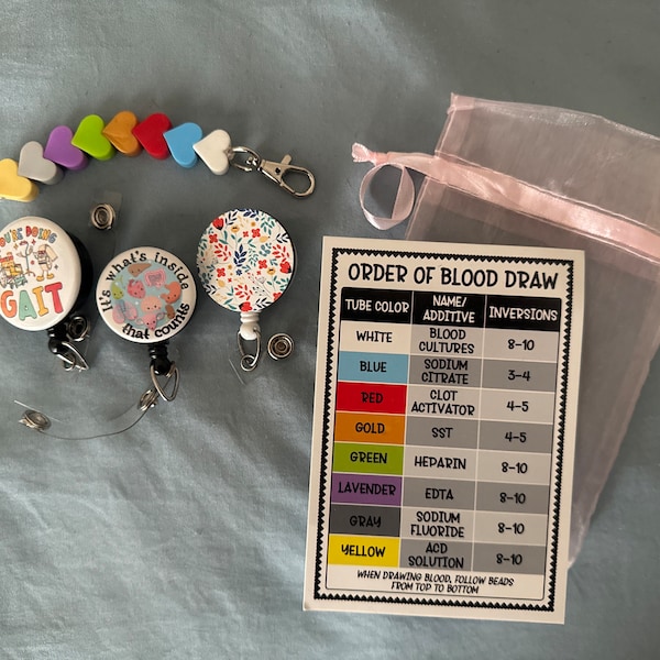 Order of Blood Draw Beads With Badge Card for Phlebotomy, Essential ...