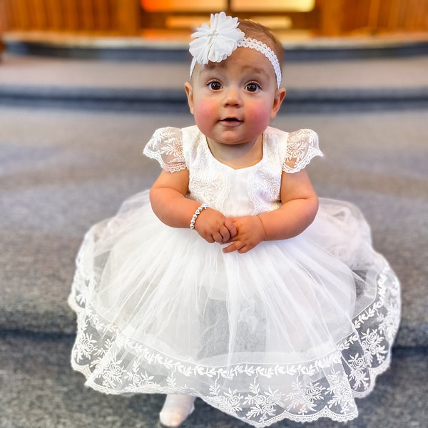 Baptism Dress for Baby Girl, Toddler Lace Dress, Lace Baptism Dress ...