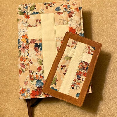 Handcrafted Quilted Fabric Bible Cover and Coordinating Bookmark ...