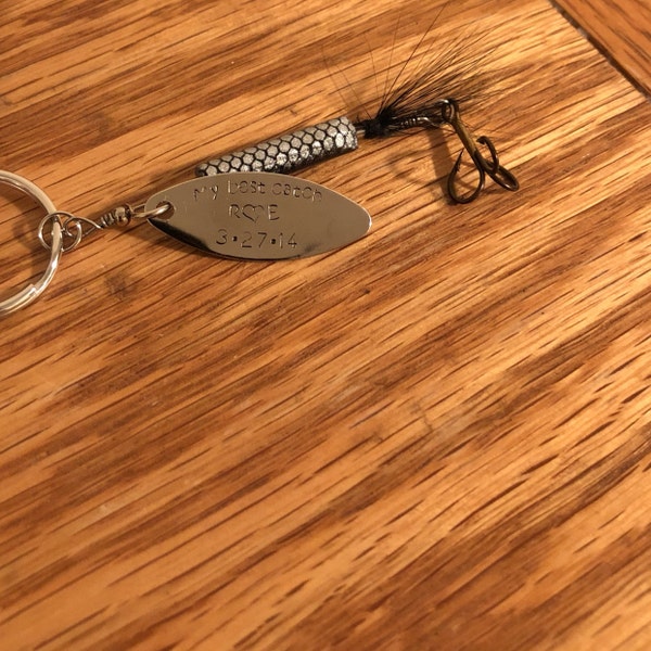 Fishing Lure Key Chain Personalized Customized and Hand Stamped - Etsy