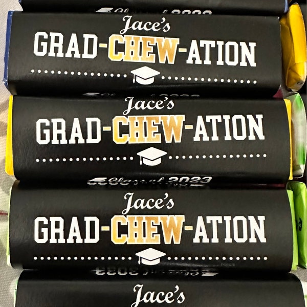 Grad-chew-ation | Graduation Party Favor | Custom Gum Wrapper ...