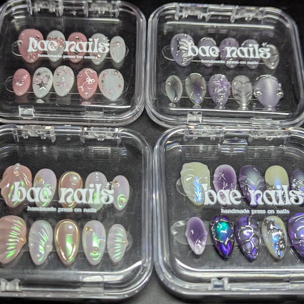 Dark Red Press on Nails, Gothic Punk Rock Nails, Long Stiletto Nails ...