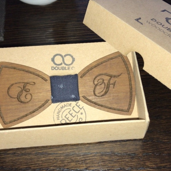 Wedding Wooden Bow Tie W/ Couple's Initials | Groom Gift Bow-tie ...