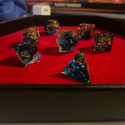 Sacred Flame Blue Smoke With Gold Foil Handmade Resin Sharp Edge Dnd ...