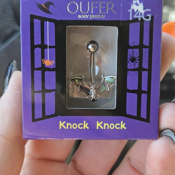 14G Bat Halloween Belly Ring/belly Button Ring/belly Piercing/belly ...