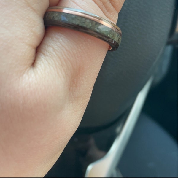 Bentwood Ring: Circassian Walnut, Inlaid Vesuvianite (californite ...