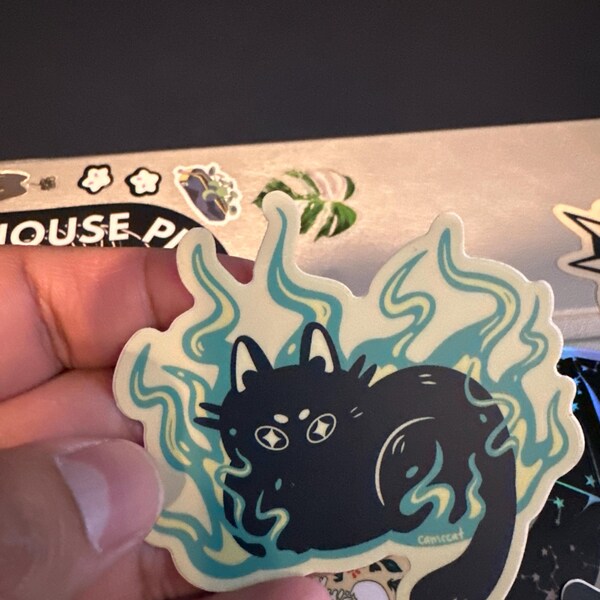 Spooky Kitties Halloween Sticker Set, Cute Demon Ghost Cat Matte Vinyl ...