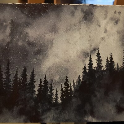 OOAK Deep Green Hand Painted Watercolor Bookmark Rustic Vintage Style ...