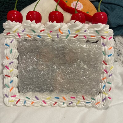 Fake Cake Photo Frame White With Colorful Sprinkles and Cherries on Top ...