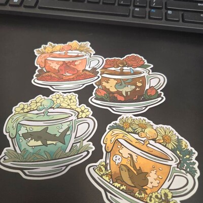 Tea Sharks Sticker Set - Etsy