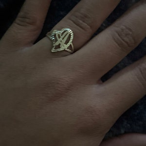 10k Solid Yellow Gold Slanted Heart Initial Letter Alphabet - Etsy