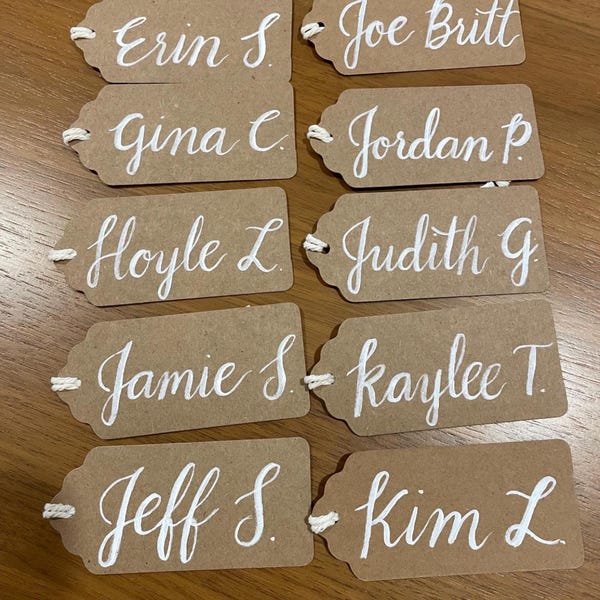 Handwritten Calligraphy Gift Tags | Personalized Kraft Name Tags - Etsy