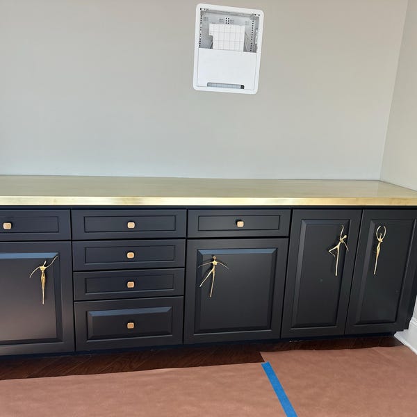 Grooved T-bar Solid Brass Cabinet Handles,cylindrical Pulls, Brass Door ...