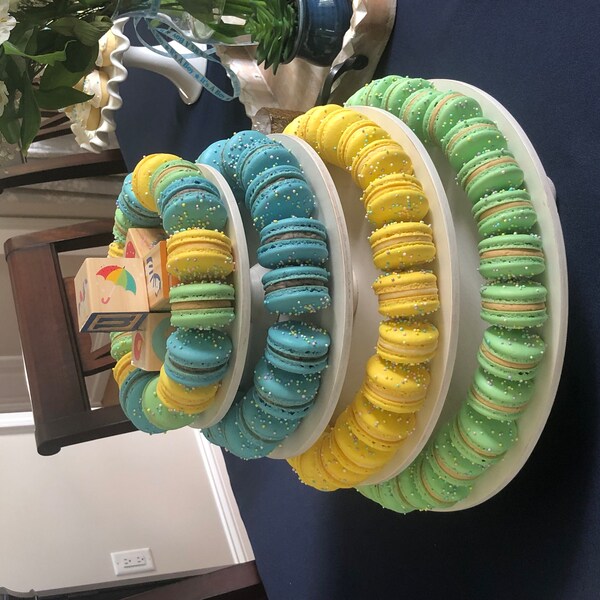 MACARON TOWER Wood 7-tiered WHITE, Wooden Macaron Stand, Macaron ...