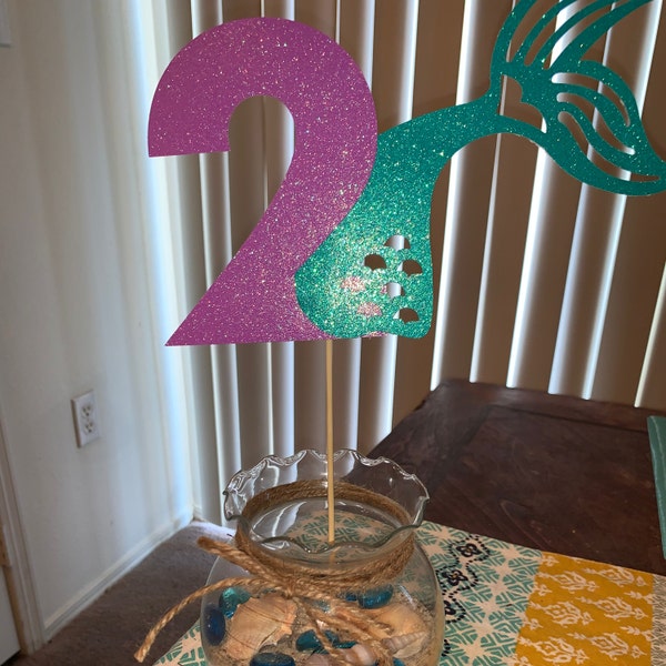 Mermaid Tail SVG Cake Topper With Birthday Number 1, 2, 3, 4, 5, 6, 7 ...