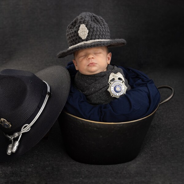 State Trooper Baby Hat - Police Officer Baby - Deputy Sheriff - Baby ...