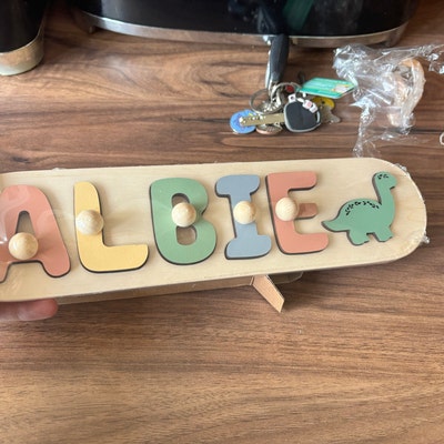 Personalized Name Puzzle With Pegs Newborn Baby Gift Montessori Puzzle ...