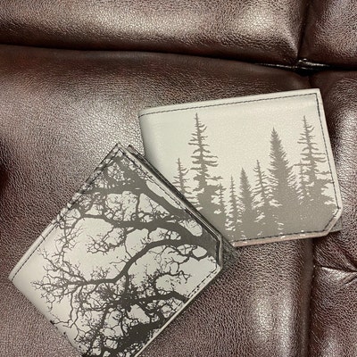 Mens Leather Wallet, Mens Wallet, Trees Wallet, Leather Wallet, Slim ...