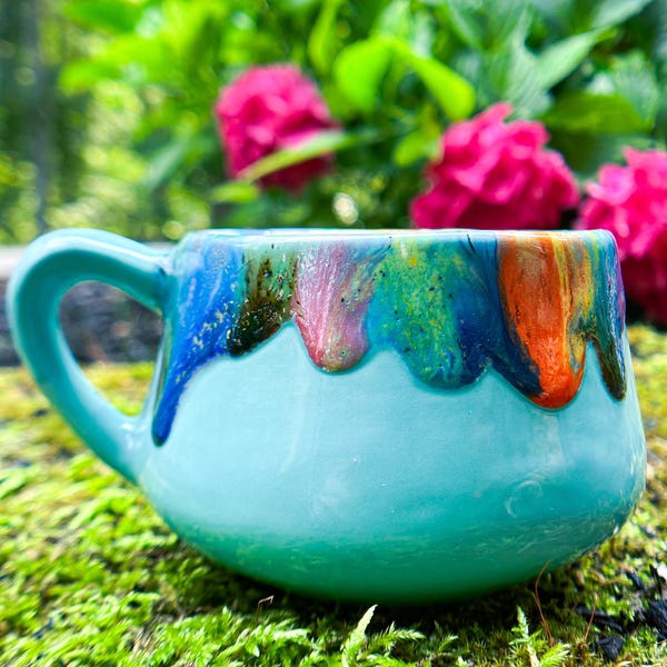 Handmade Double Espresso Cup, Ombre Pottery Cup, Kitchen Gift,home ...