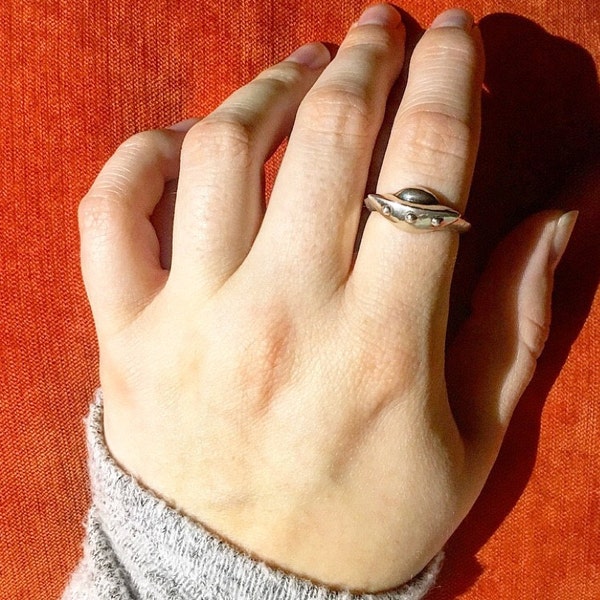 UFO Ring in Sterling Silver, Silver UFO Ring, Silver Flying Saucer Ring ...