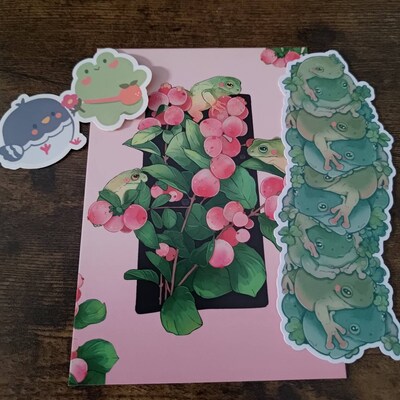 Frog Stack Bookmark Frog Art Cute Bookmark Laminated - Etsy