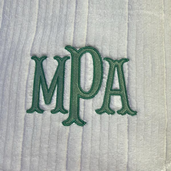 Fishtail Monogram 2 Color Embroidery Font, 5 Sizes 8 Formats + BX ...