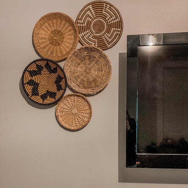 Igisiga Medium African Basket, 10 Inches Rwanda Basket, Black and White ...