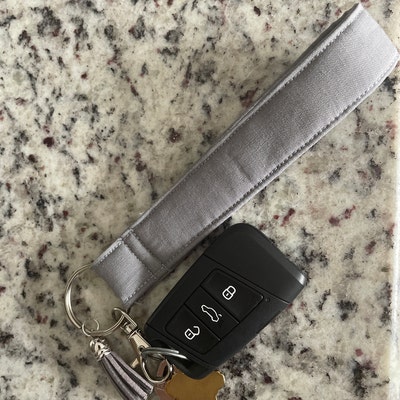 Blue Denim Jeans Key Fob Wristlet Keychain With Tassels Lobster Claw ...