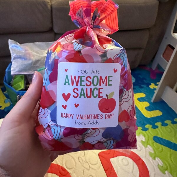Classroom Valentine Sticker - Awesome Sauce Valentine Sticker ...