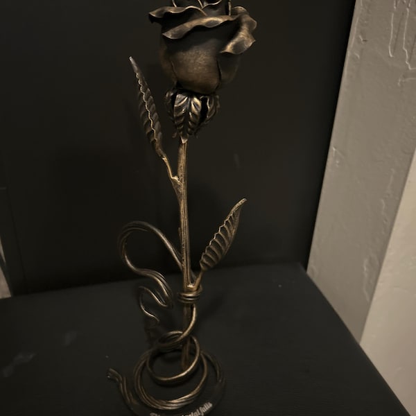 Hand Forged Iron Rose Sculpture - Gift of Everlasting Love - Wrought ...