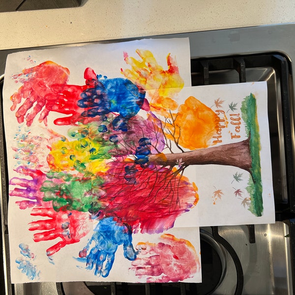 Water Color Tree Handprint /fingerprint Art , Fall Craft, Baby, Toddler ...