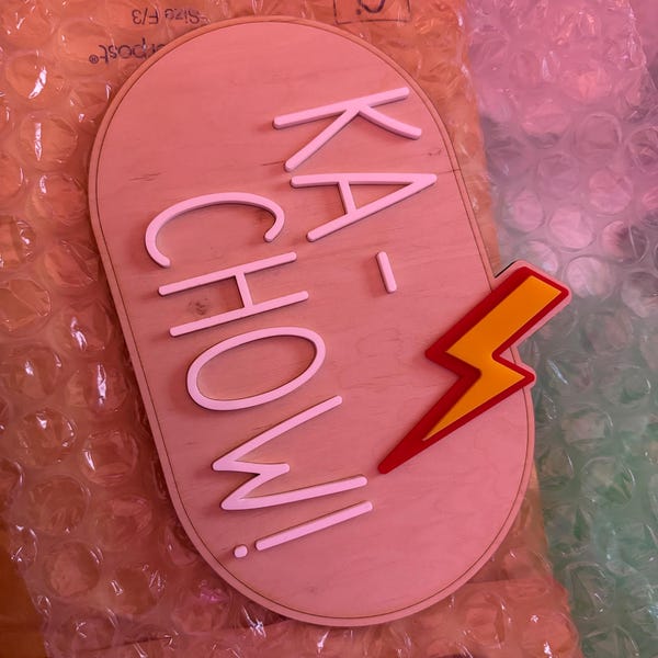 Wooden 'ka-chow' Sign | Cars Fans | Toddler Room Sign | Boys Room ...