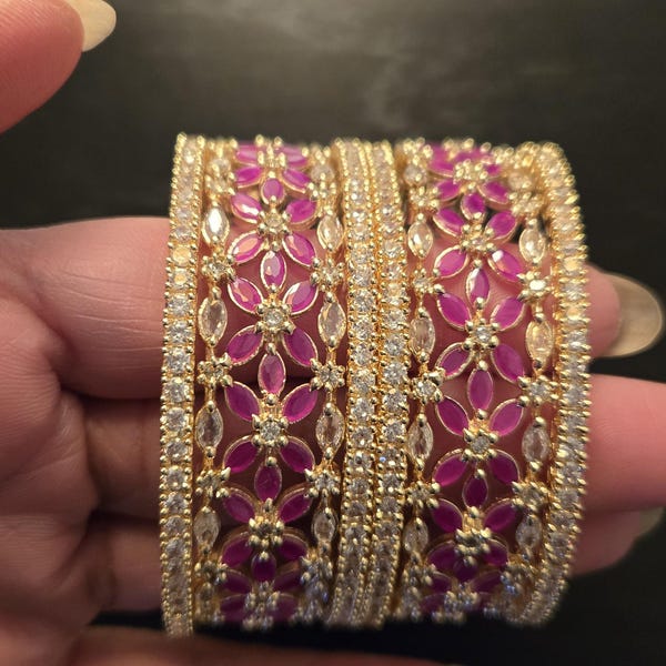 Indian Golden CZ Bangles/bracelets American Diamond Bangles/cubic ...