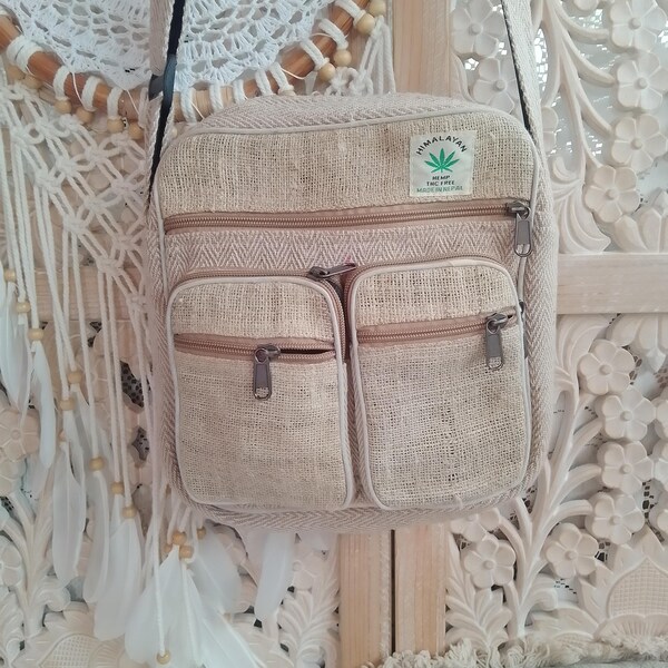 Unisex Organic Hemp Hippie Boho Handmade Cross Body Bag, Shoulder Bag ...
