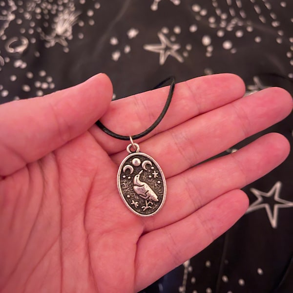 Triple Moon Raven Pendant Necklace, Sacred Raven Spirit Animal, Raven ...