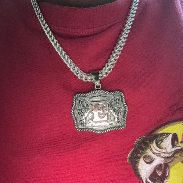 Handcrafted Mini Buckle Pendant Necklace. Hand Engraved. Choose Your ...