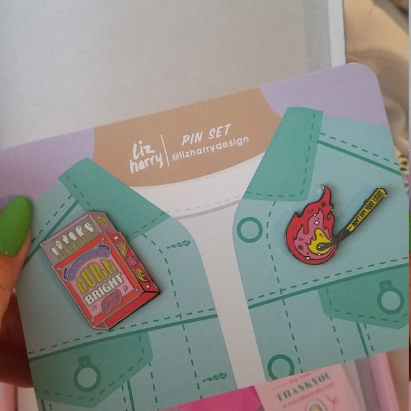 RED Match & Matchstick Enamel Pins Individually or as a Set - Matchbox ...