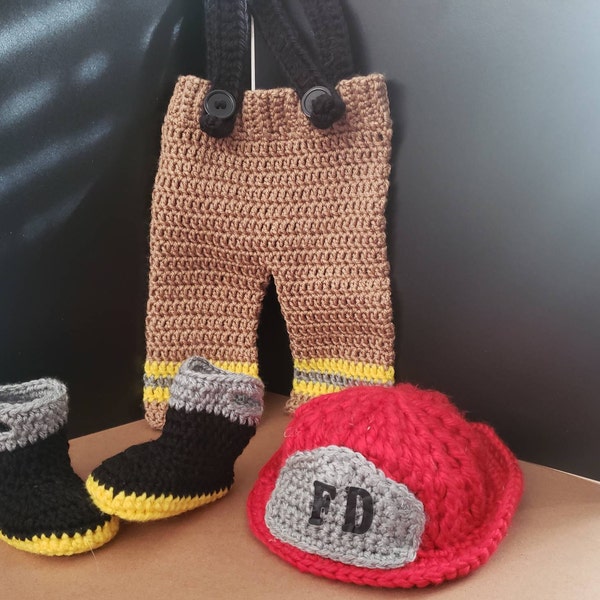 CROCHET PATTERN Baby Fireman Outfit, 0-12 Months Pattern Sizes, Baby ...
