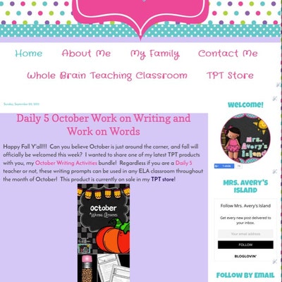 Premade Teacher Blogger Template Blog Template for Teachers Craft Blog ...