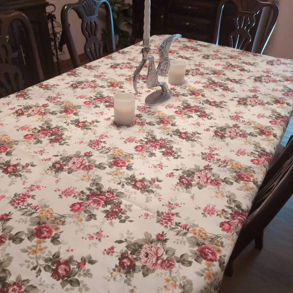 Waterproof Tablecloth With Floral and Plant Print. Cottagecore Decor ...