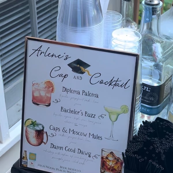 Graduation Signature Drink Template, Graduation Party Cocktail Sign ...