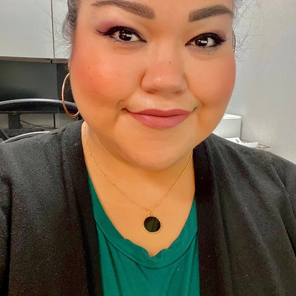 Black Obsidian Circle Pendant Necklace Minimalist Geometric Jewelry on ...