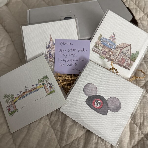 Disney World Miniature Art, Epcot, Hand-painted, Print of Watercolor ...