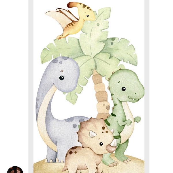 Dinosaurs Watercolor Clipart, Dino Clip Art, Dinosaur Nursery Decor ...